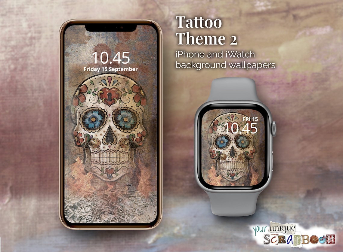 Apple Watch Face Tattoo Scull Theme Wallpaper Iwatch - Etsy
