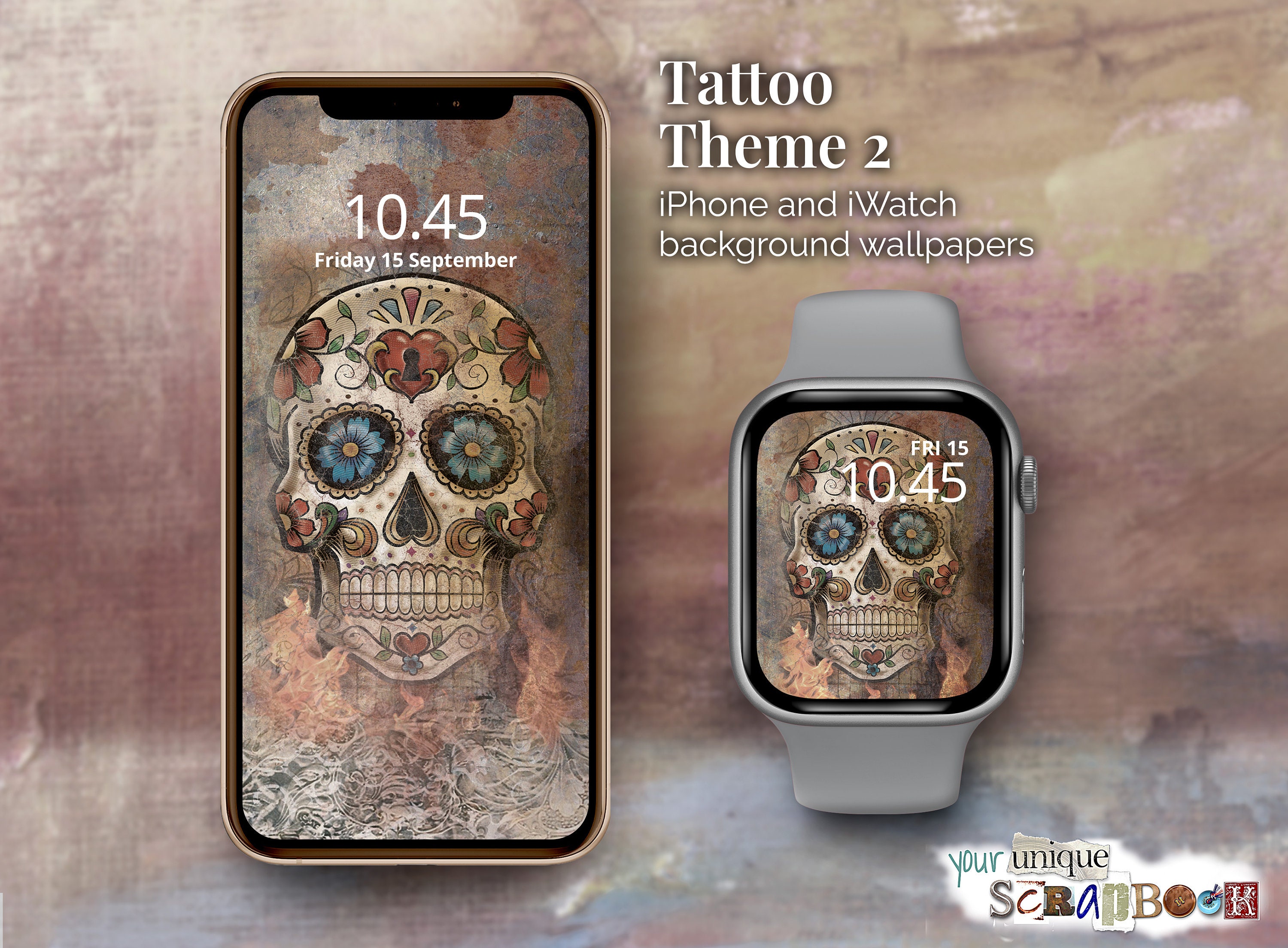 Apple Watch Face Tattoo Scull Theme Wallpaper Iwatch - Etsy