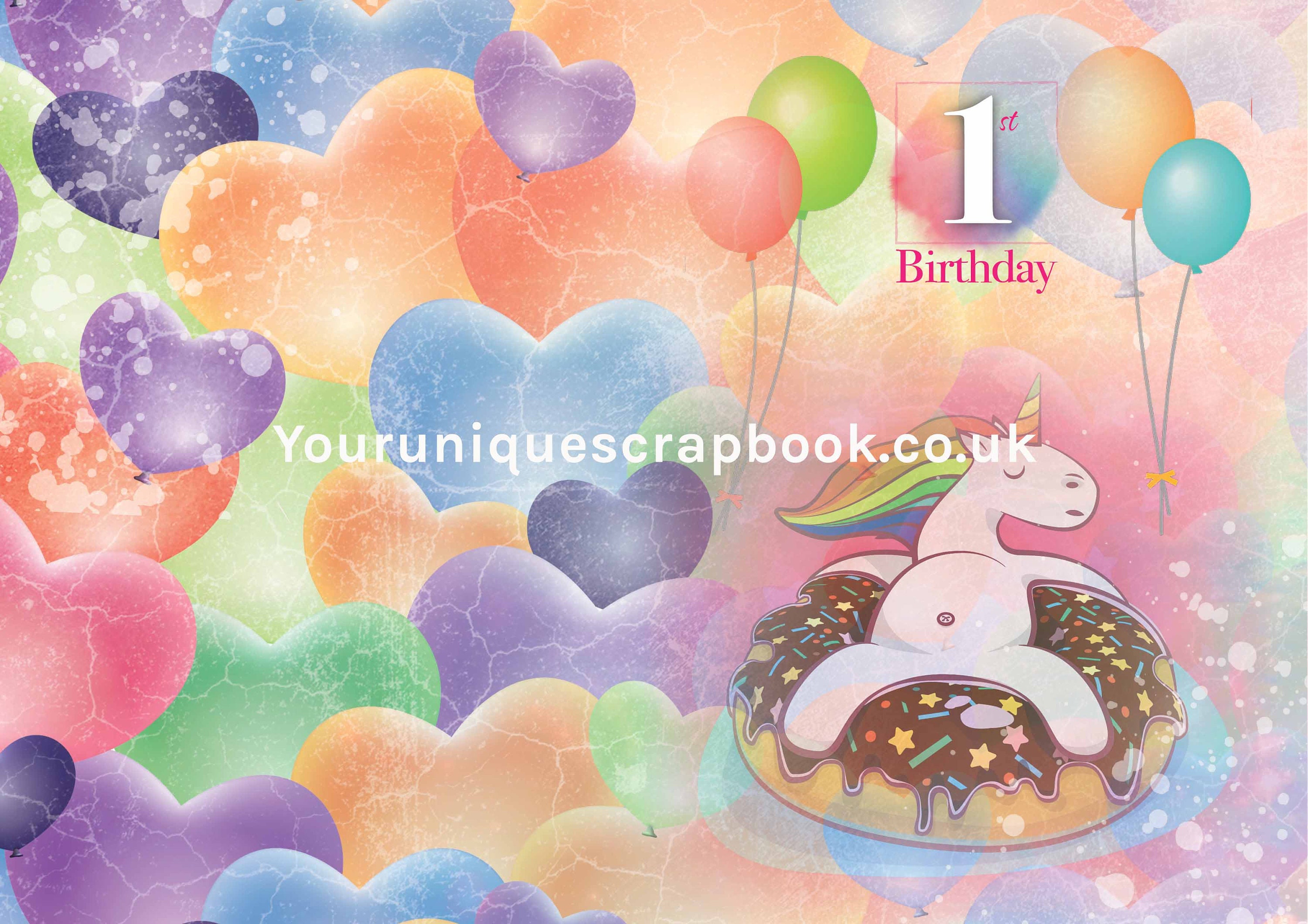 1st Birthday - Girl - 8 Themed Paper - Scrapbooking Digital Paper ...
