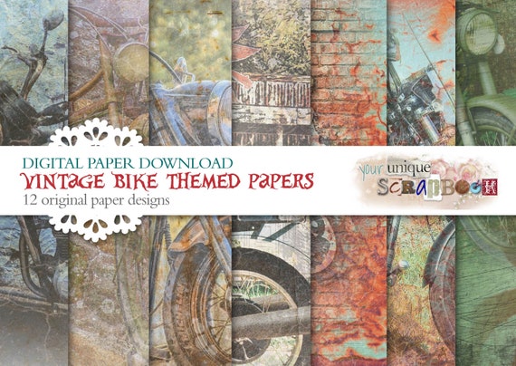 Vintage Bike 12 Themed Digital Paper Downloads Rustic - Etsy