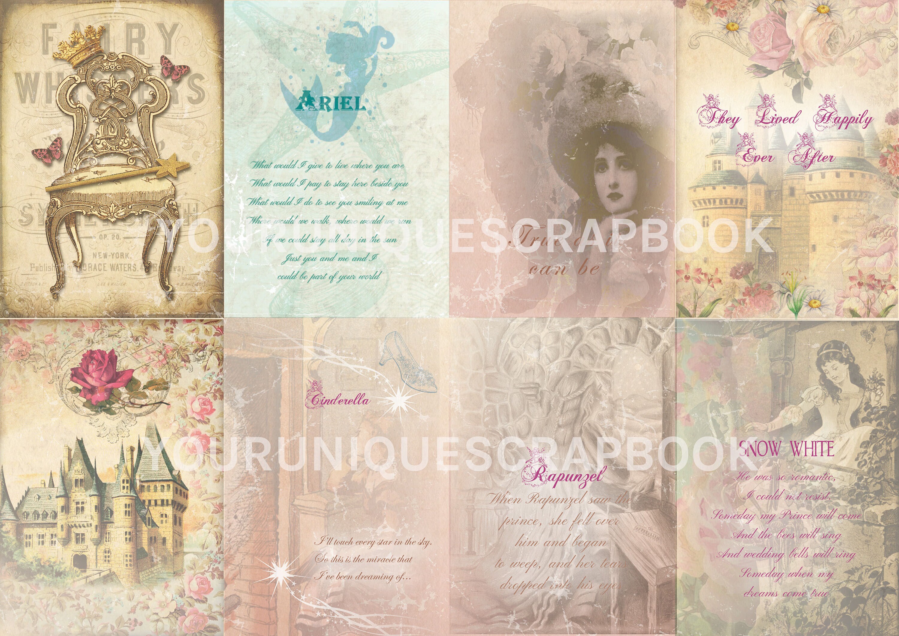 Fairy Tale Themed Paper and Tags Scrapbooking Journal Paper - Etsy