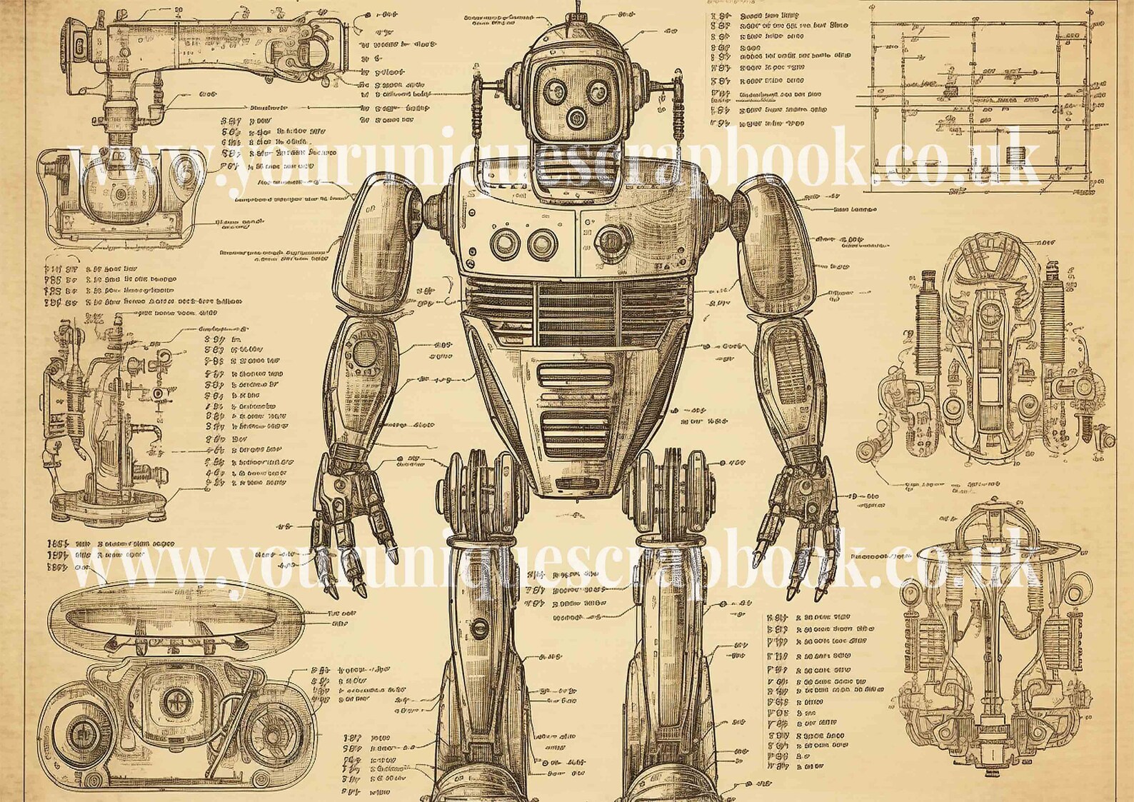 Robot Life - 12 Digital Papers - Scrapbooking Journal Paper - Digital ...