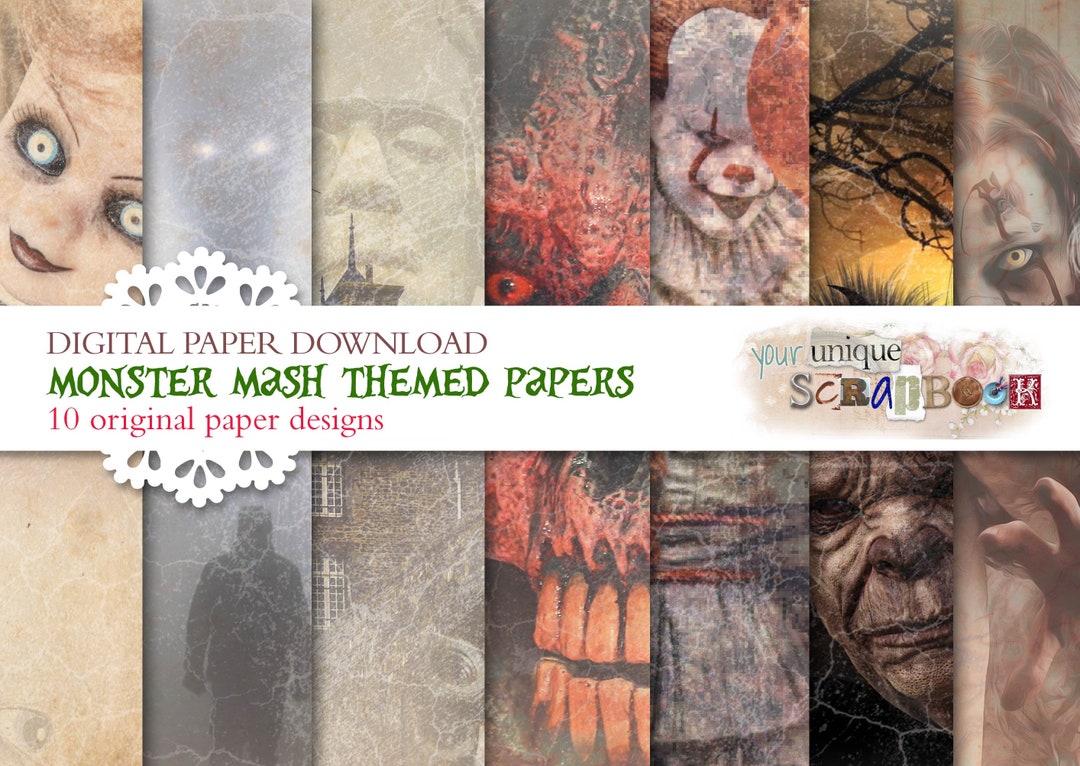 Monster Mash - 10 Themed Junk Journal Papers - Scrapbooking Journal ...