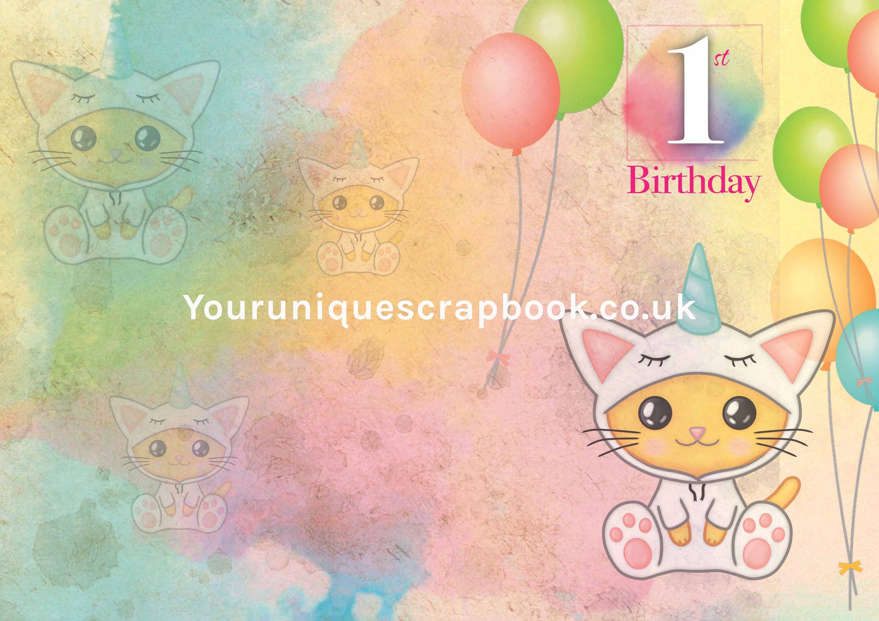 1st Birthday - Girl - 8 Themed Paper - Scrapbooking Digital Paper ...