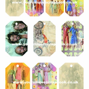 1970's Themed Gift Tags and Envelopes - 48 Tags and 6 Envelopes ...