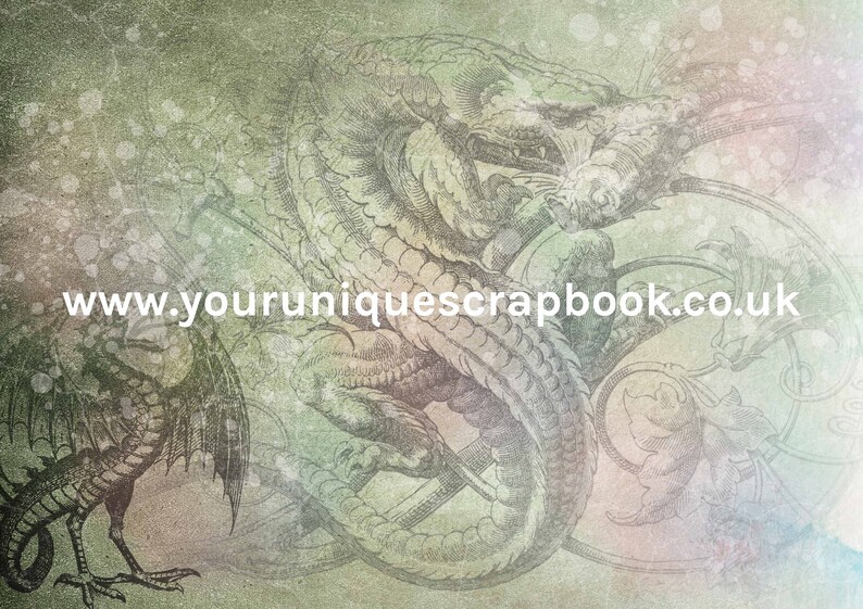 Dragon Themed BUNDLE - 18 Digital Papers, 48 Gift Tags and 6 Envelopes ...
