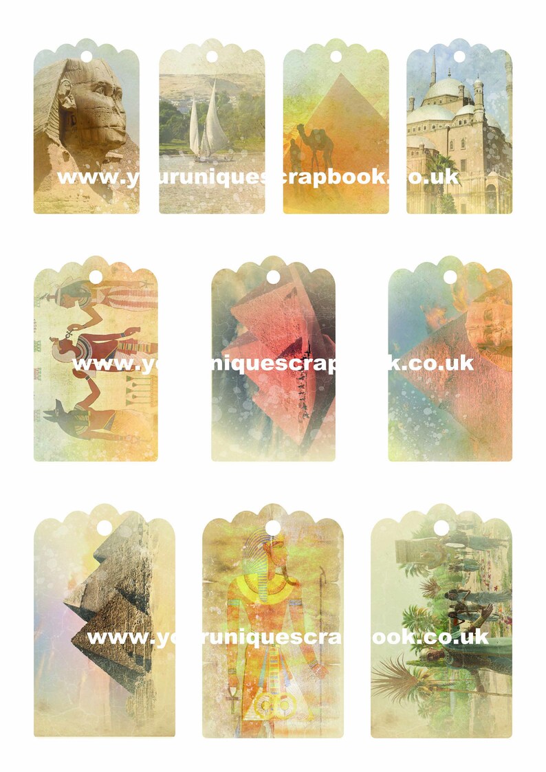 Egypt Themed Gift Tags and Envelopes - 48 Tags and 6 Envelopes ...