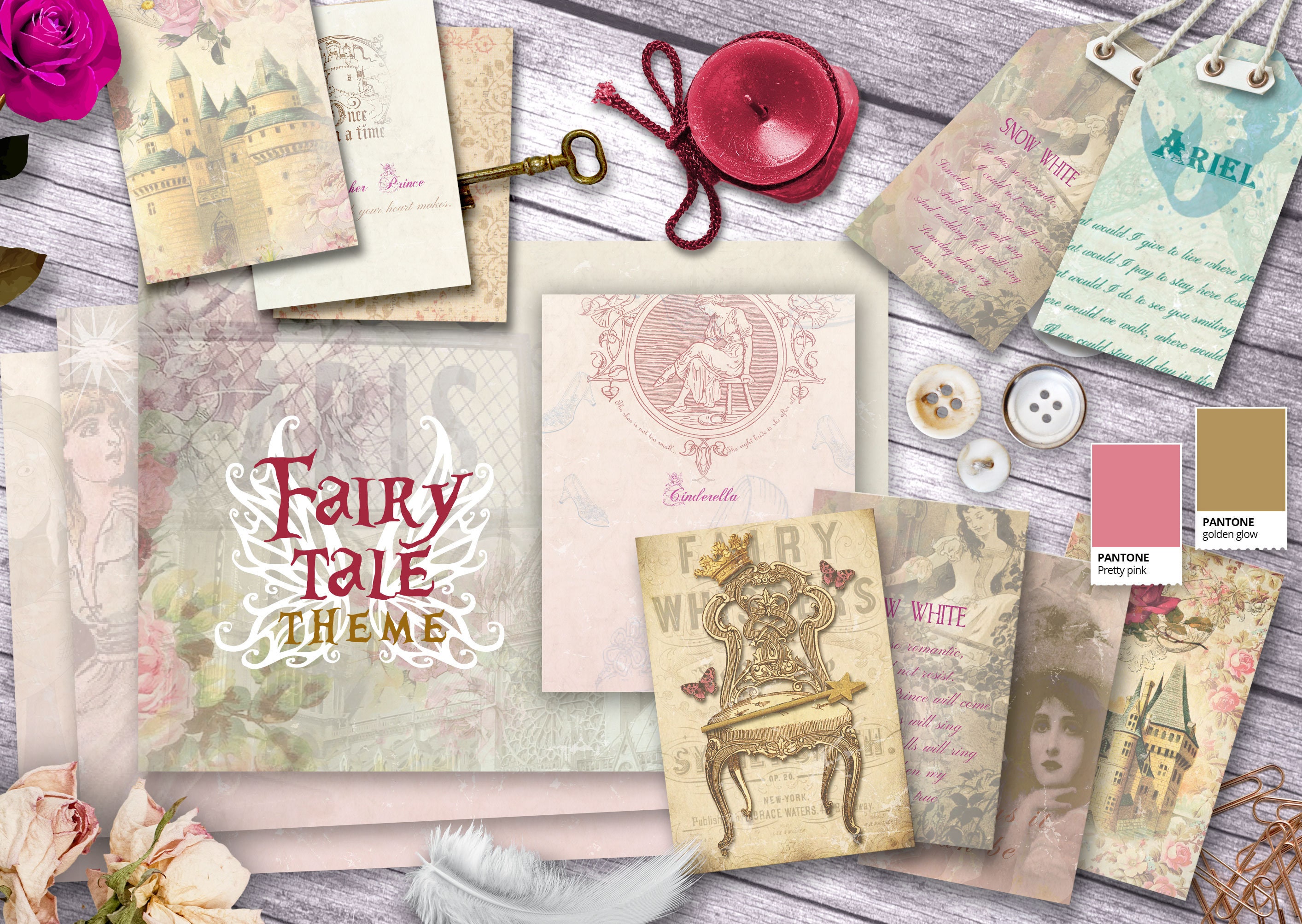 Fairy Tale Themed Paper and Tags Scrapbooking Journal Paper - Etsy