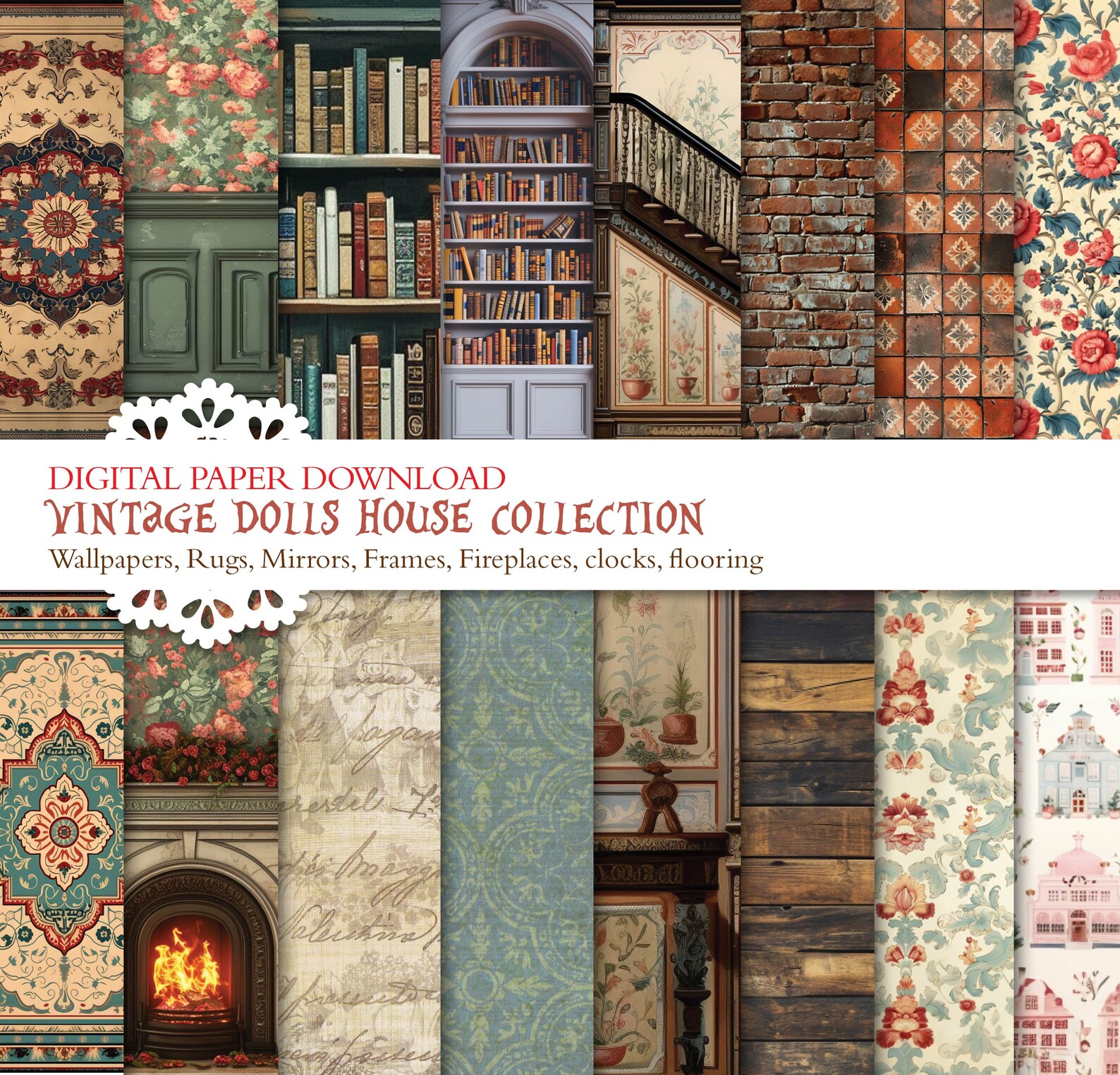 Dolls House Collection - Vintage Style - 31 Pages of Digital Images ...