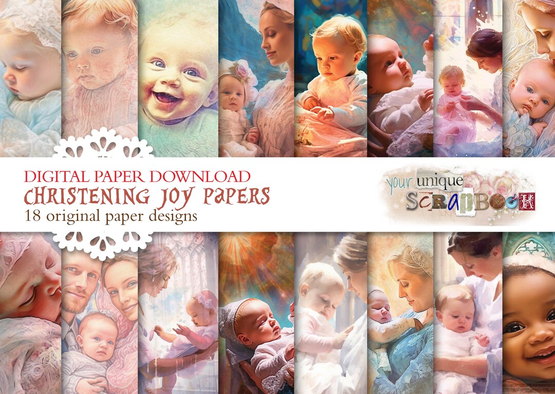 Christening Joy - 18 Digital Papers - Scrapbooking Journal Paper ...