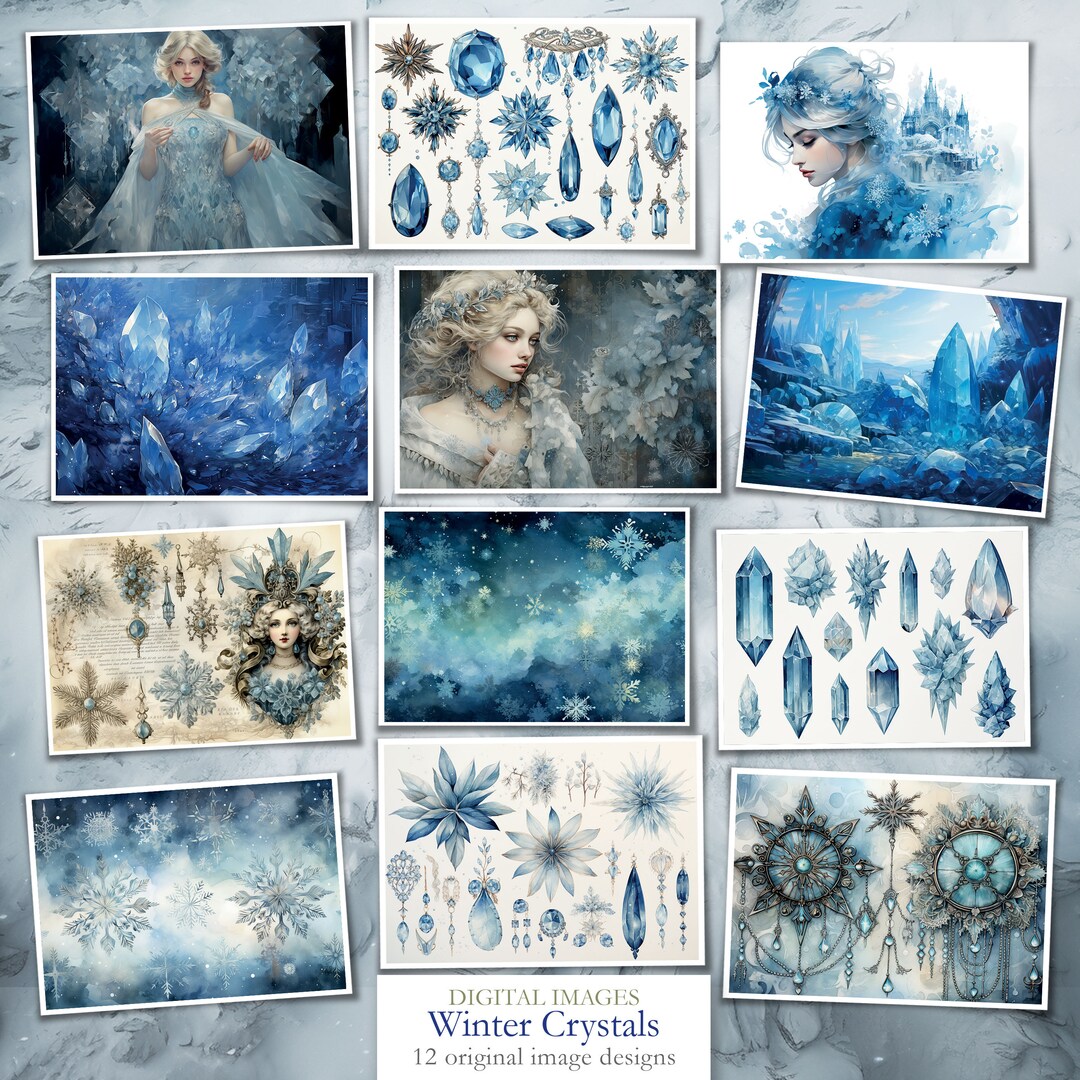 Winter Crystals - 12 Digital Papers - Scrapbooking Journal Paper ...
