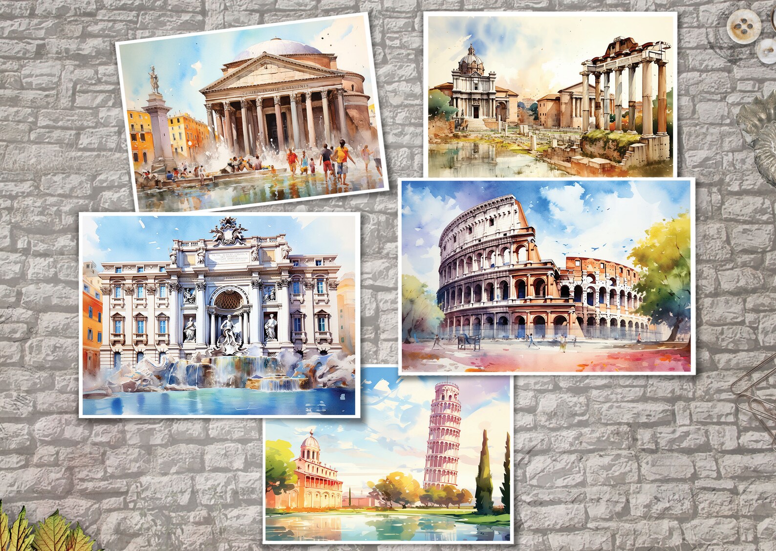 Italy's Landmarks Paper- 14 Digital Papers - Clip Art - Scrapbooking ...