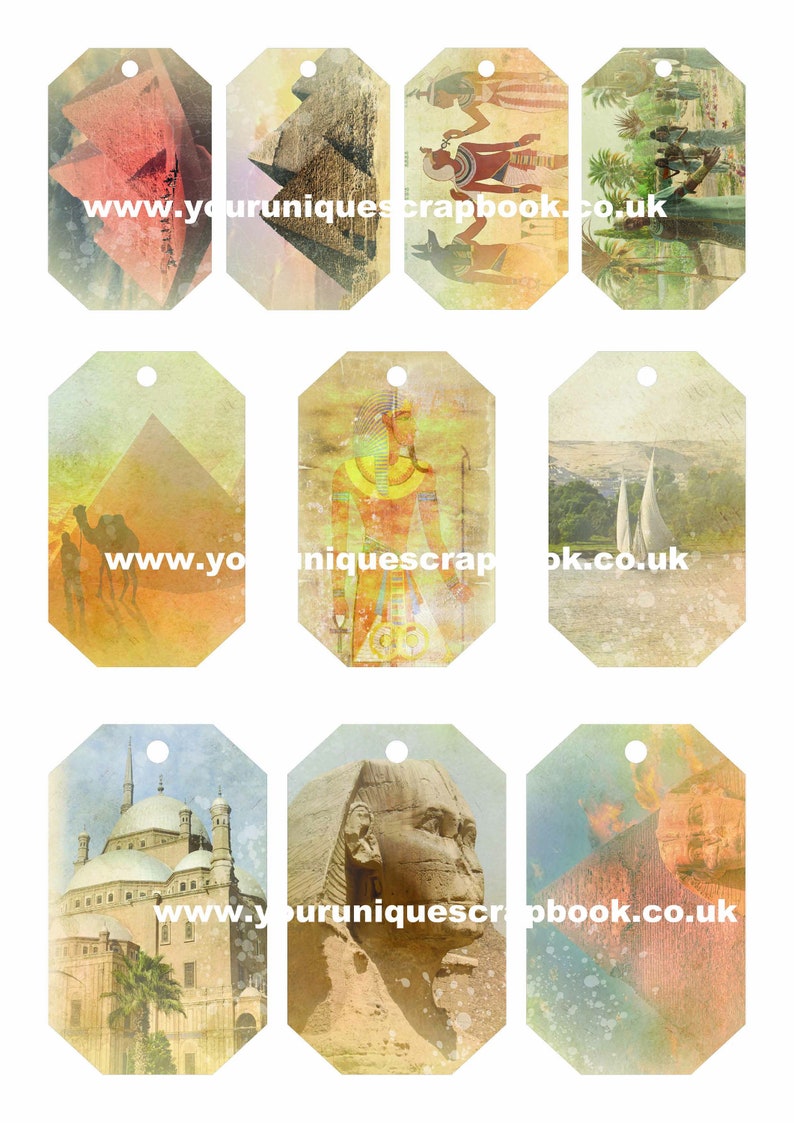 Egypt Themed Gift Tags and Envelopes - 48 Tags and 6 Envelopes ...