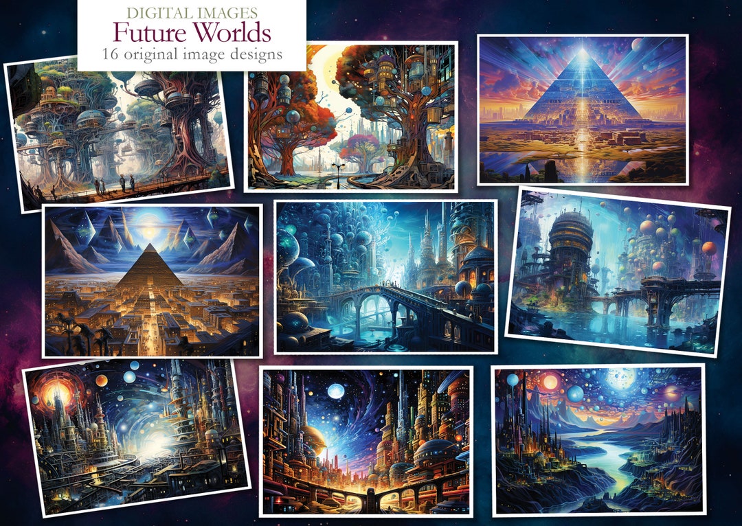 Future Worlds- 16 Themed Images - Digital Download Images - Clip Art ...