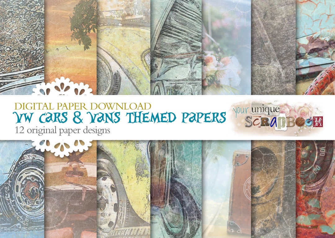 Van & Cars Themed BUNDLE - 12 Digital Papers, 48 Gift Tags and 6 ...