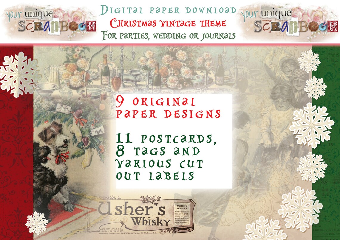 Vintage Christmas Theme - Scrapbooking Journal Paper - Vintage Themed ...