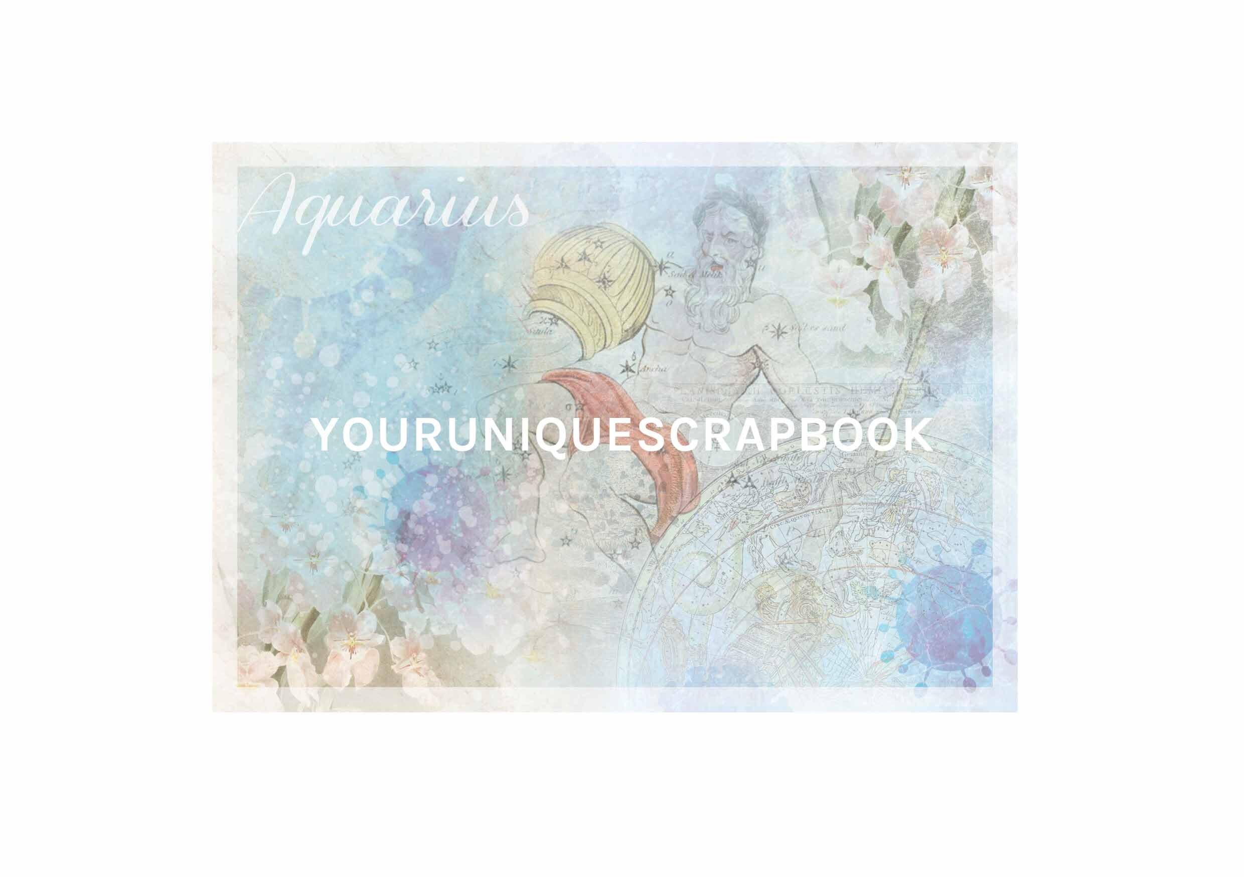 12 Zodiac Signs Themed Postcards Junk Journal Paper - Etsy