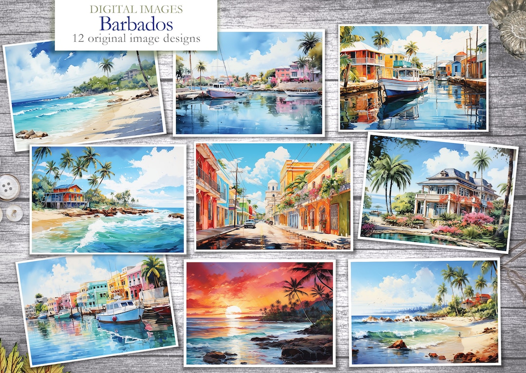 Barbados - 12 Digital Papers - Clip Art - Scrapbooking Journal Paper ...