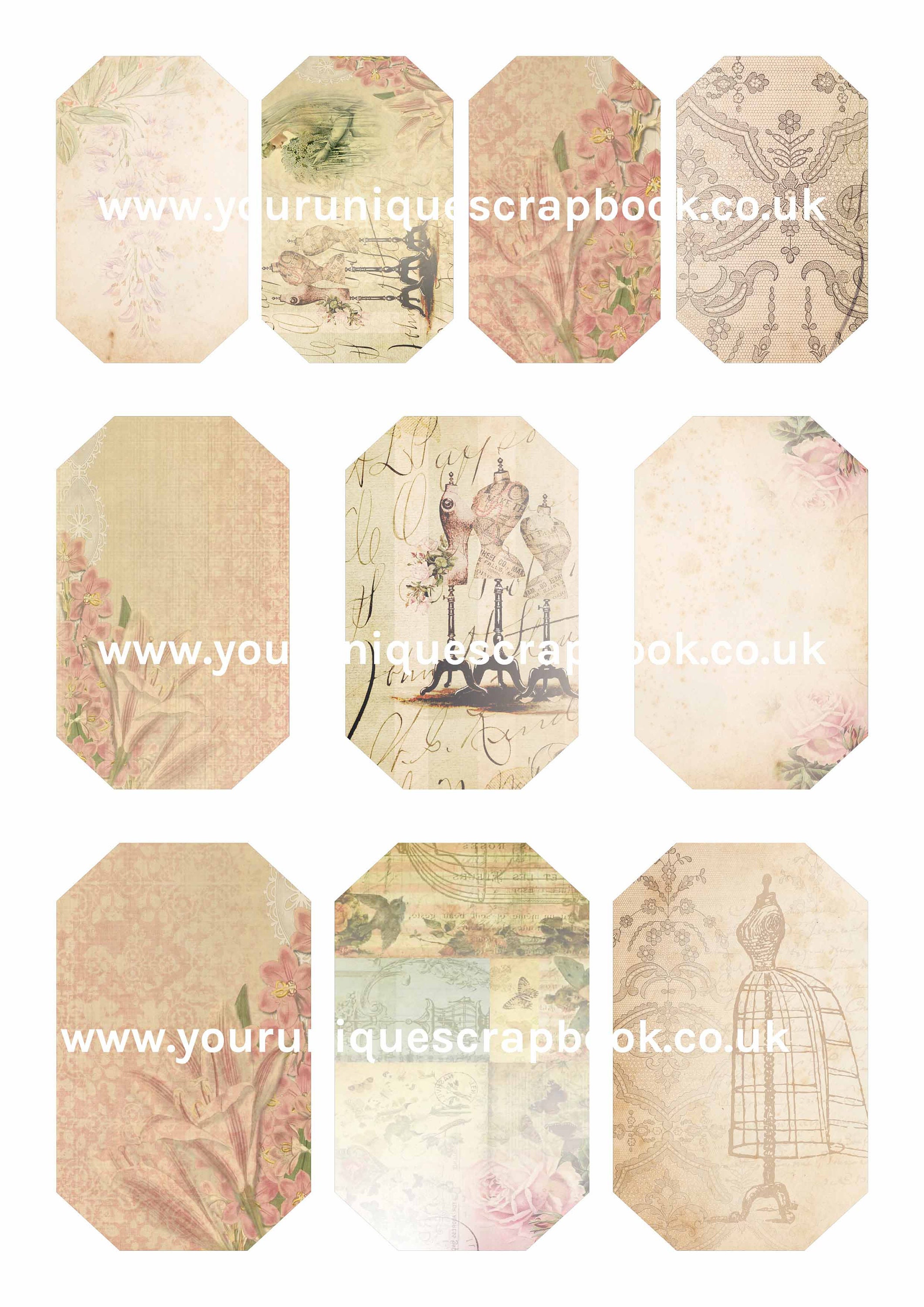 Victorian Vintage Themed Gift Tags and Envelopes - 48 Tags and 6 ...