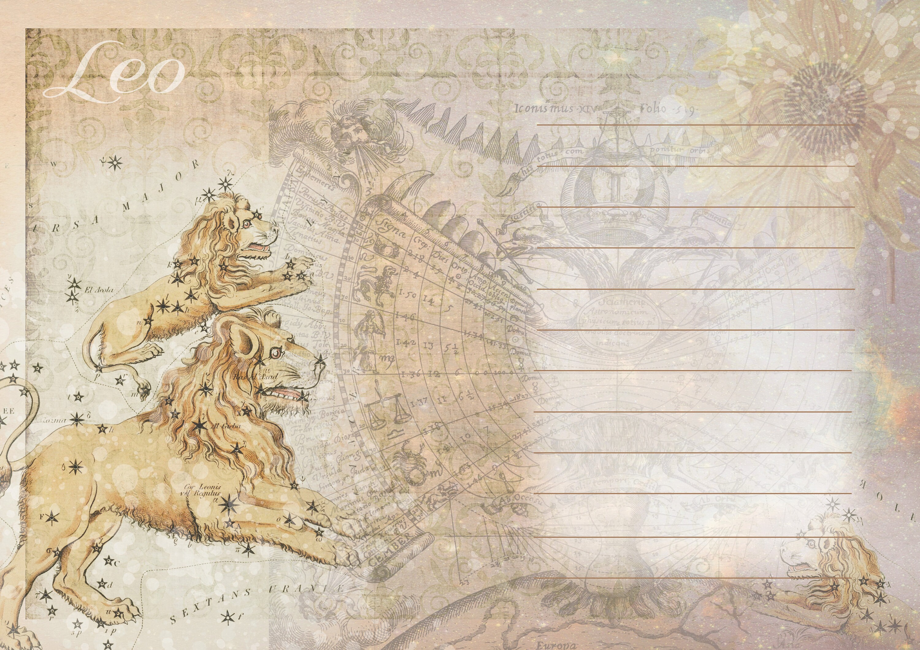 12 Zodiac Signs of the Horoscope Themed Junk Journal Paper ...