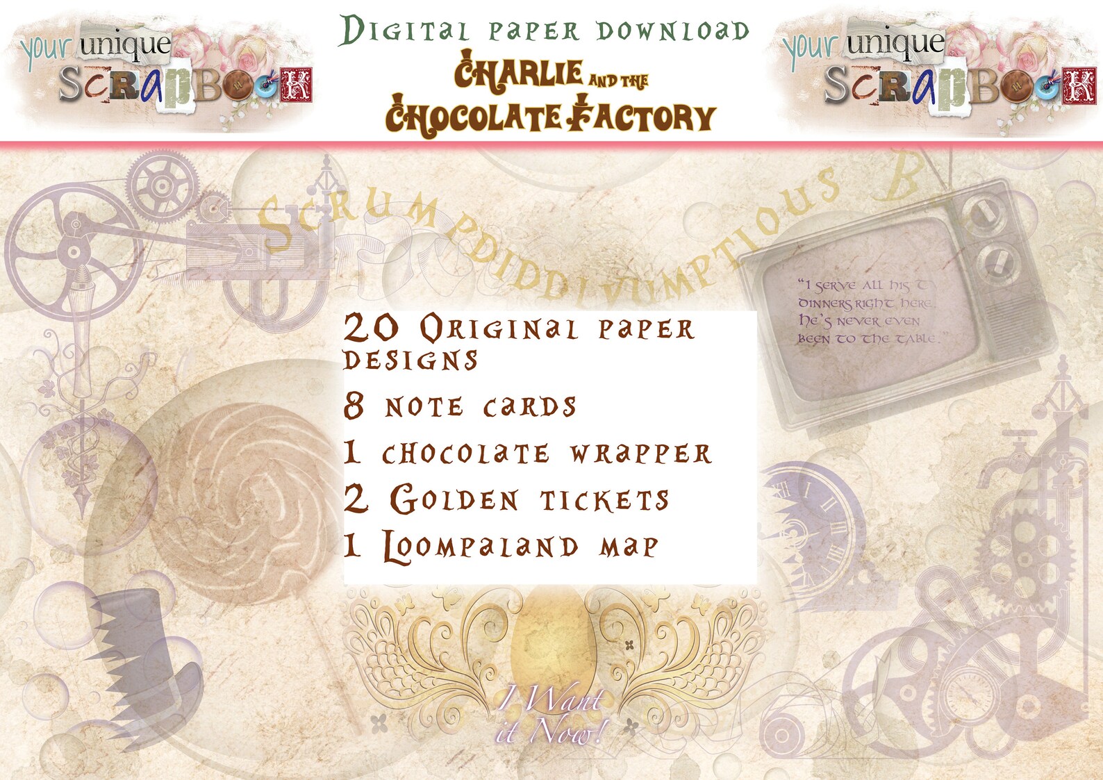 Charlie and the Chocolate Factory Theme Scrapbooking Journal - Etsy UK