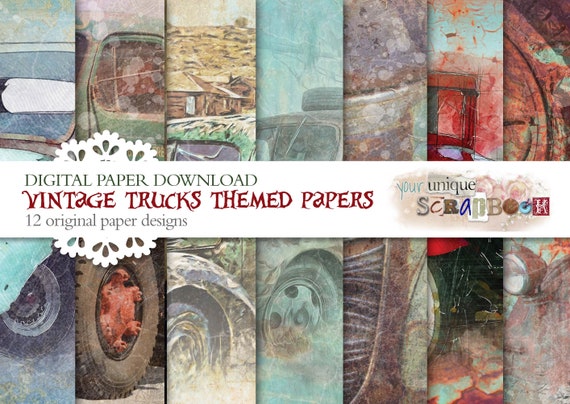 Vintage Truck 12 Themed Digital Paper Downloads Rustic - Etsy