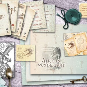 Alice in Wonderland - Blue Scrapbooking Journal Paper - Vintage Themed ...
