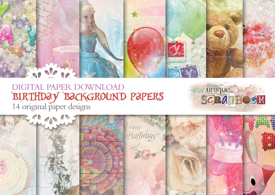 Birthday Background - 14 Digital Papers - Scrapbooking Digital Paper ...