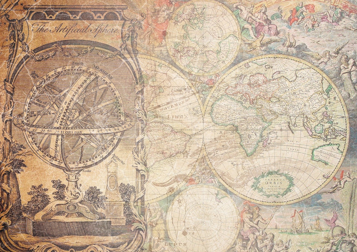 Old Maps 8 Digital Paper Downloads Scrapbooking Digital | Etsy