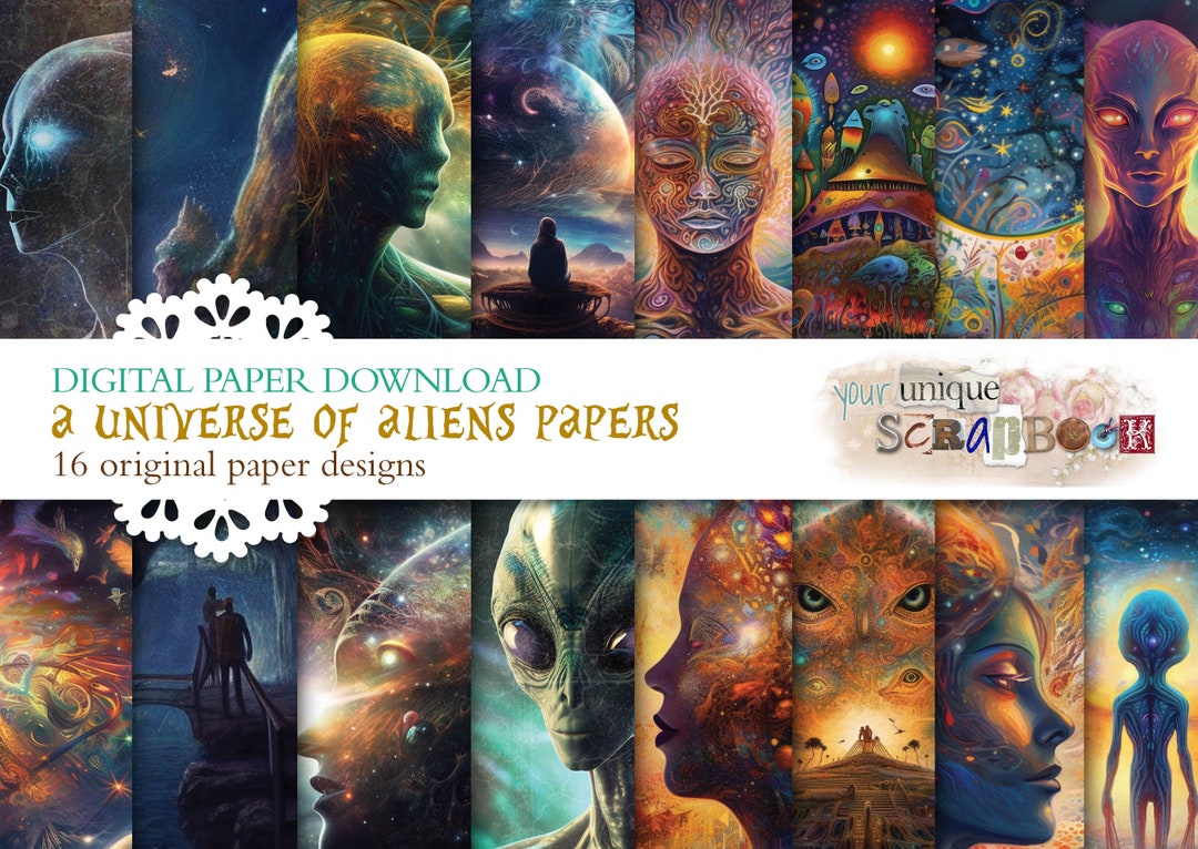A Universe of Aliens - 16 Themed Digital Papers - Scrapbooking Journal ...