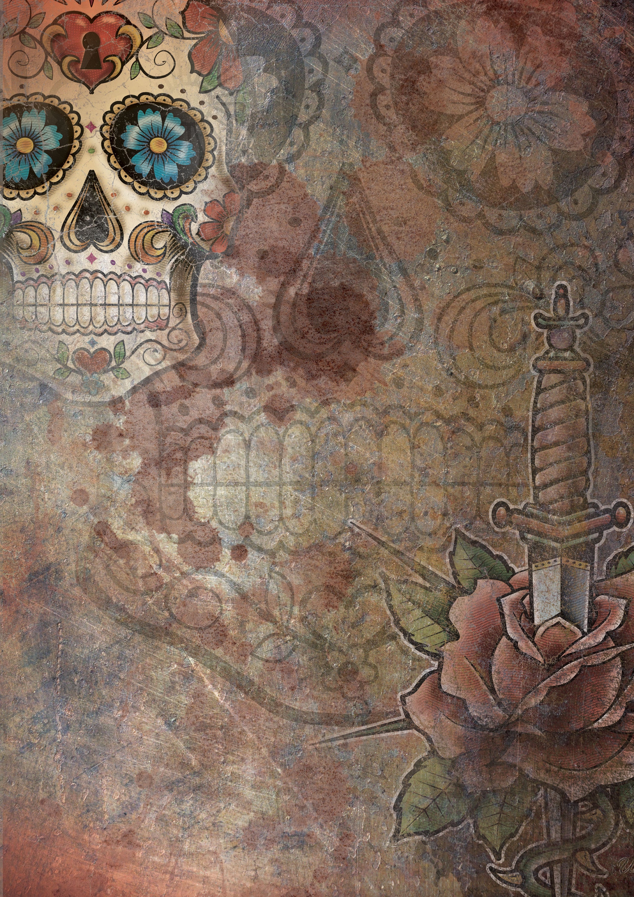Tattoo - 8 Digital Download Papers - Scrapbooking Journal Paper ...