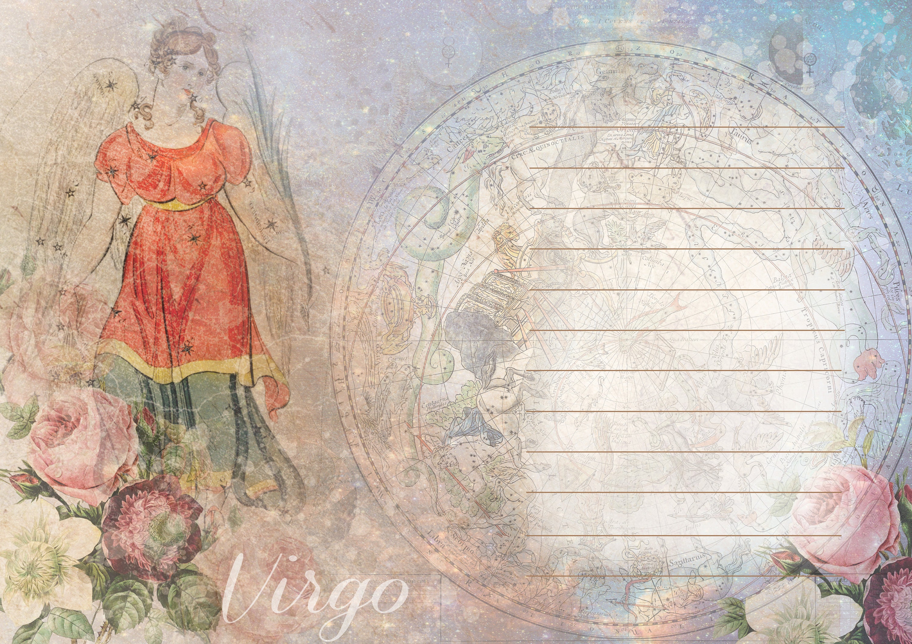 12 Zodiac Signs of the Horoscope Themed Junk Journal Paper Scrapbooking ...