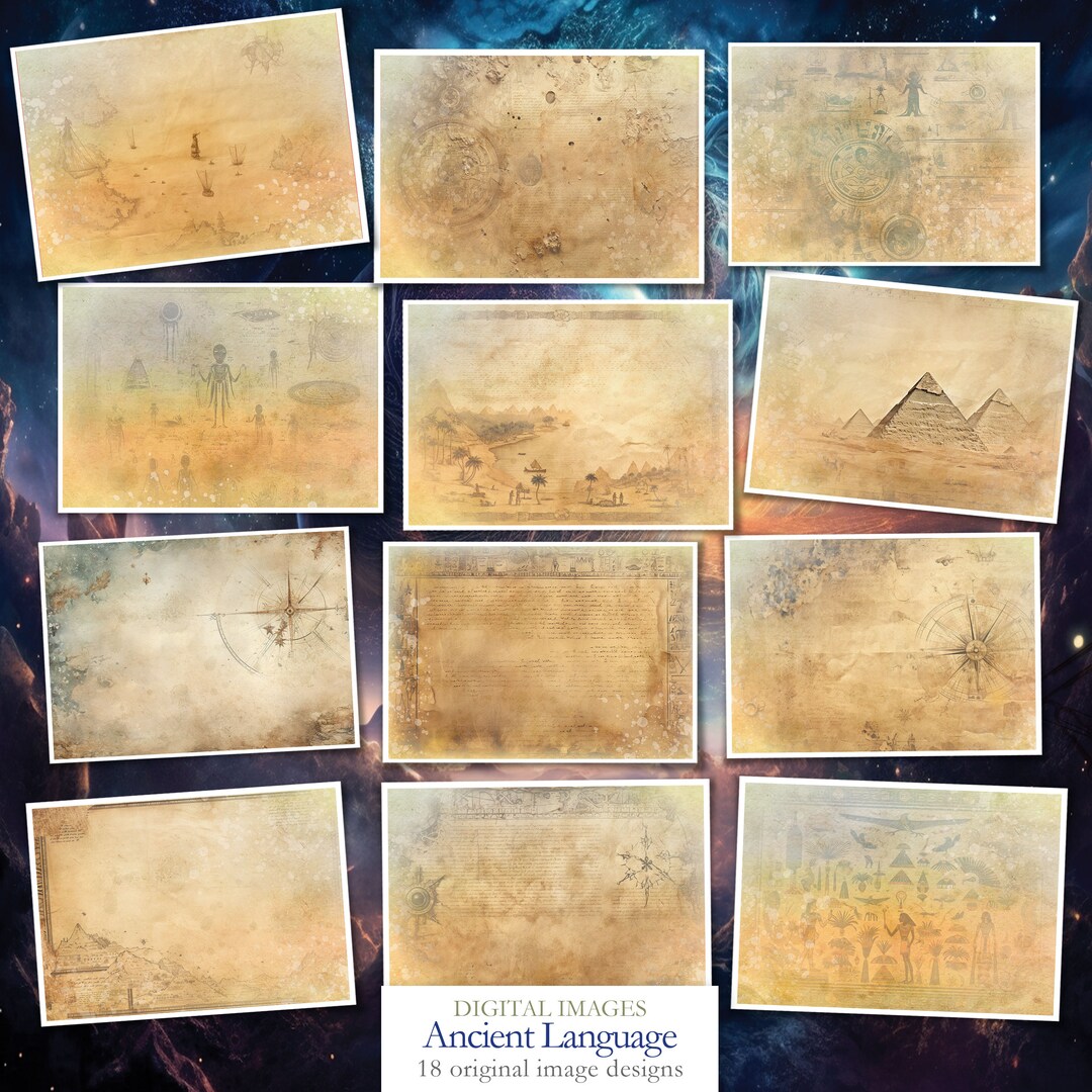 Ancientlanguage - 18 Themed Papers - Scrapbooking - Digital Download ...