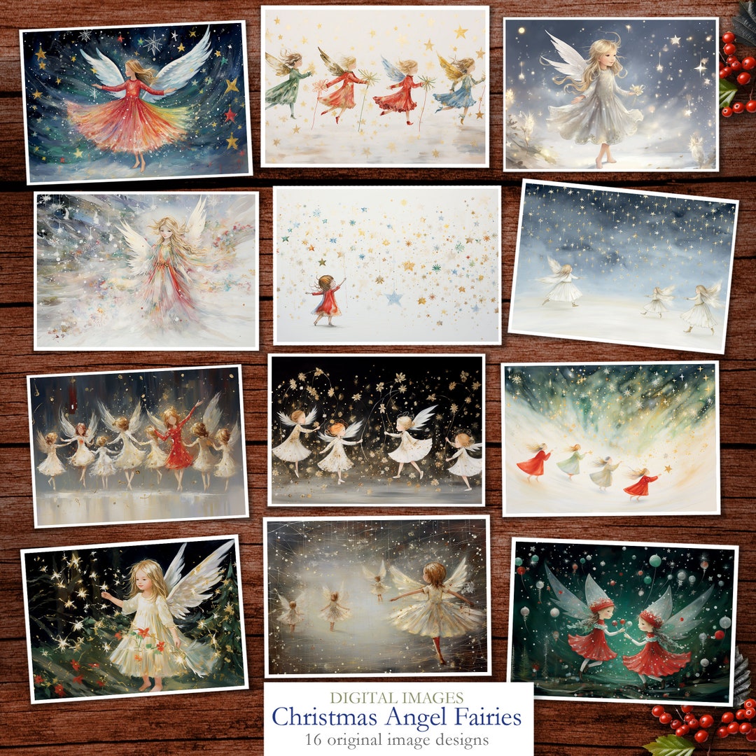 Christmas Angel Fairies- 16 Themed Papers - Scrapbooking - Digital ...