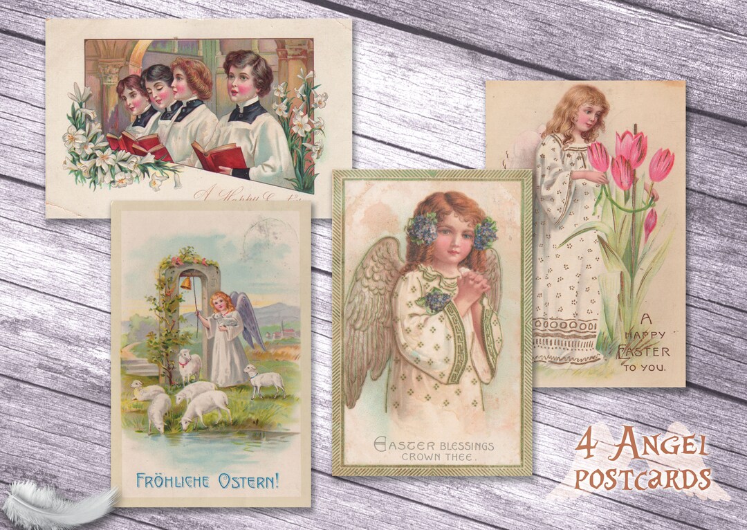 Angel Postcards Images - Scrapbooking Journal Paper - Vintage Themed ...