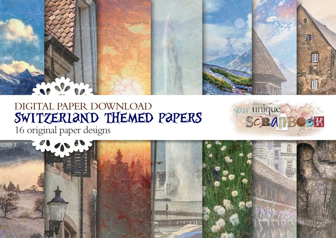 Switzerland - 16 Digital Papers - Scrapbooking Journal Paper - Digital ...