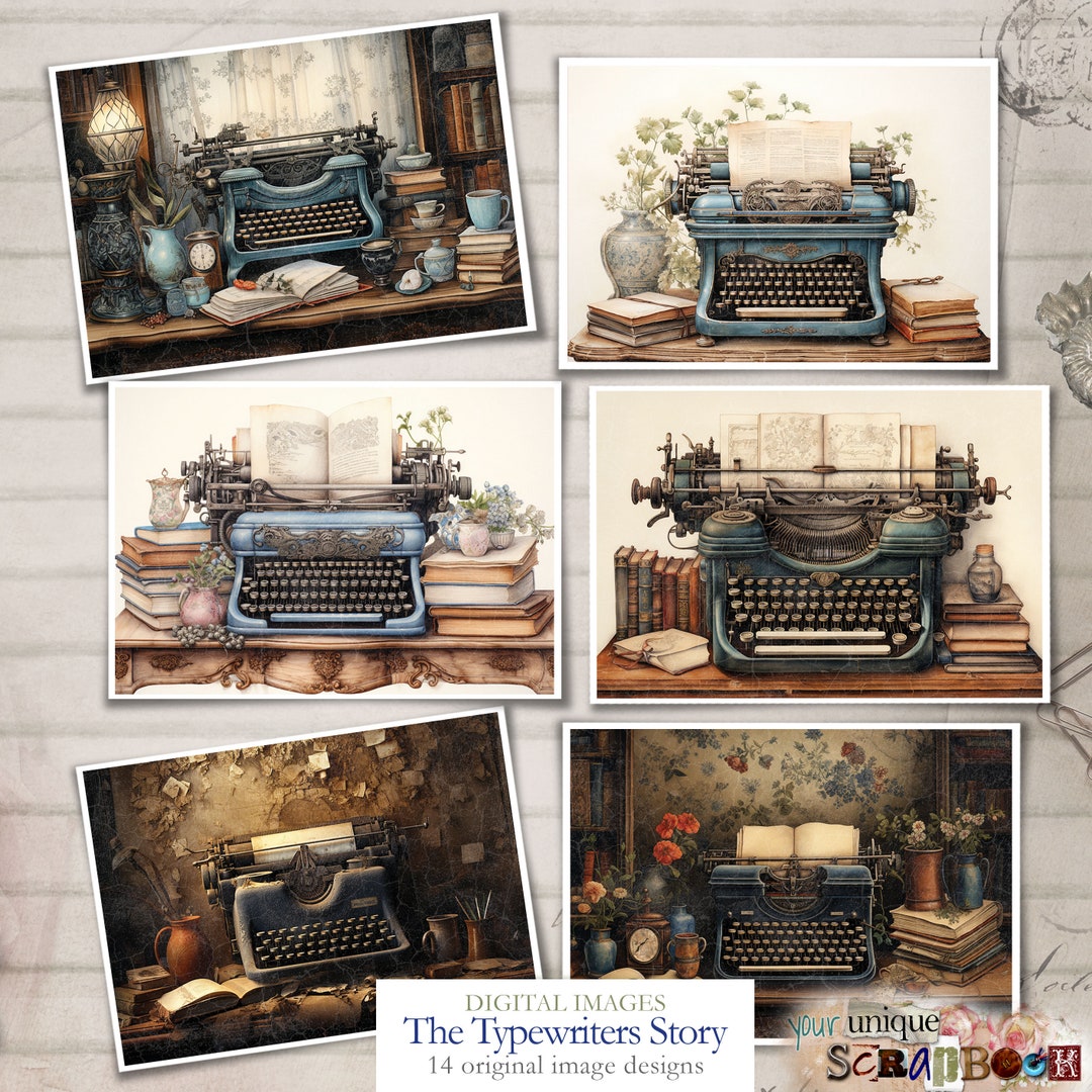 The Typewriters Story - 14 Themed Papers - Scrapbooking - Digital ...