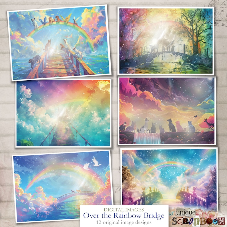 12 Over the Rainbow Bridge Digital Images Clip Art Scrapbooking Paper ...