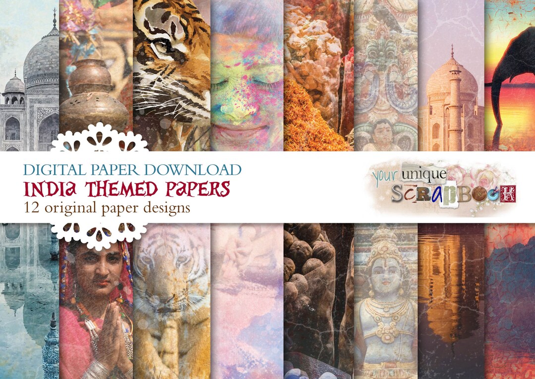 India - 12 Themed Digital Papers - Junk Journal Paper - Scrapbooking ...