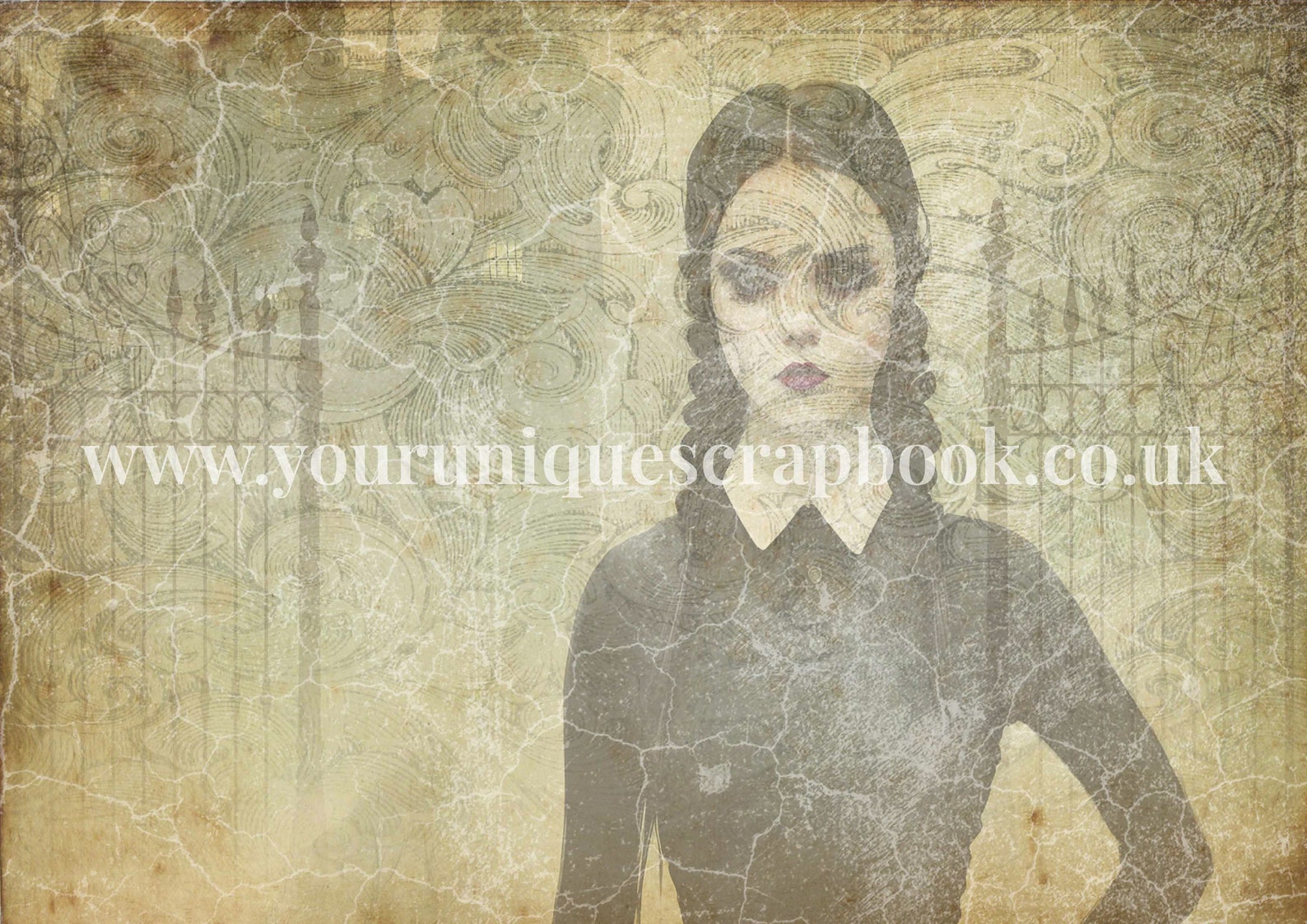 Wednesday Addams - 13 Themed Digital Paper - Vintage Paper Theme ...