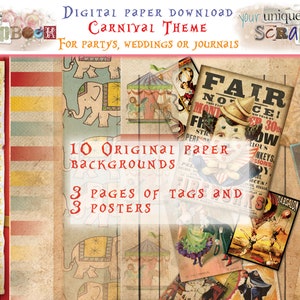 Carnival Circus Theme - Scrapbooking Journal Paper - Vintage Themed ...
