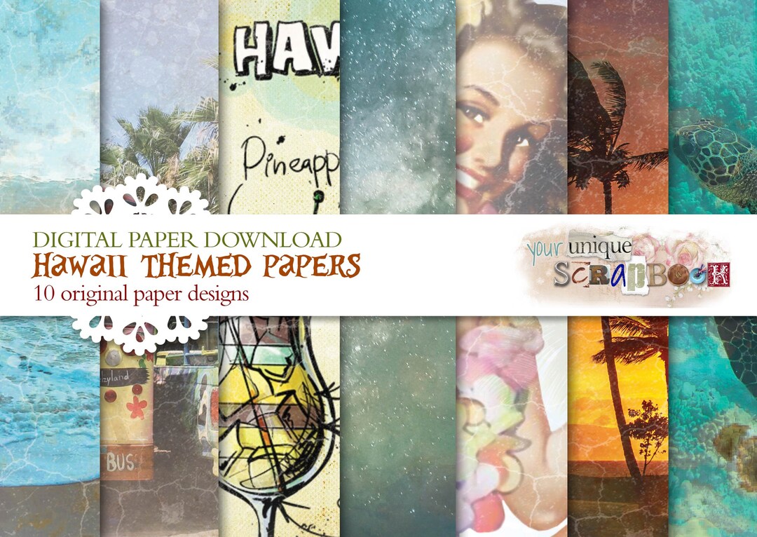 Hawaii Paper - 10 Digital Papers - Scrapbooking Journal Paper - Digital ...