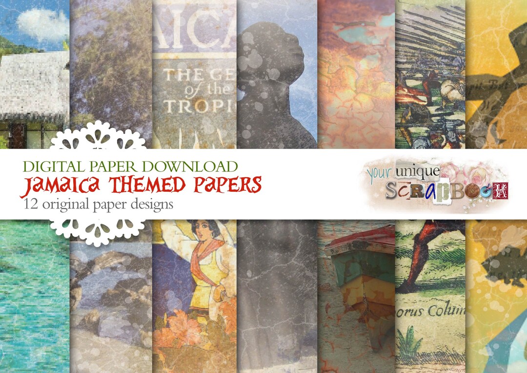 Jamaica - 12 Digital Papers - Scrapbooking Journal Paper - Digital ...