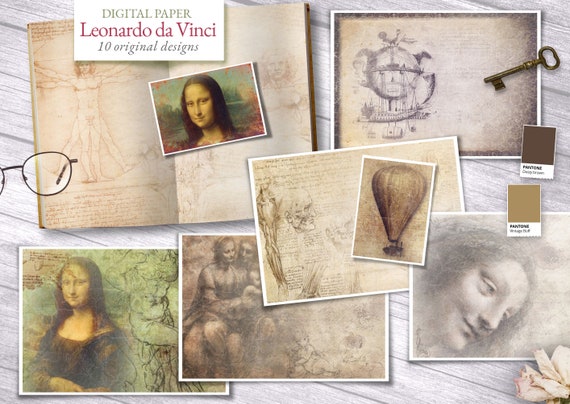 Leonardo Da Vinci 10 Themed Papers Scrapbooking Journal | Etsy