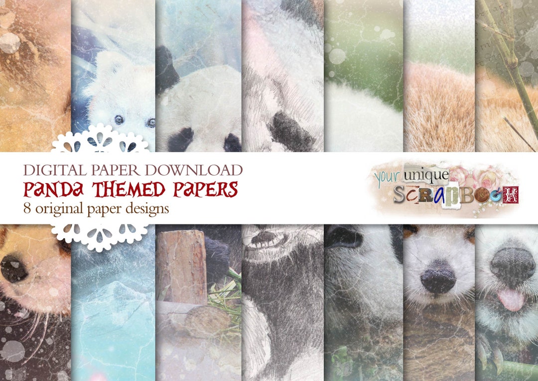 Pandas - 8 Digital Paper Downloads - Scrapbooking Digital Paper ...