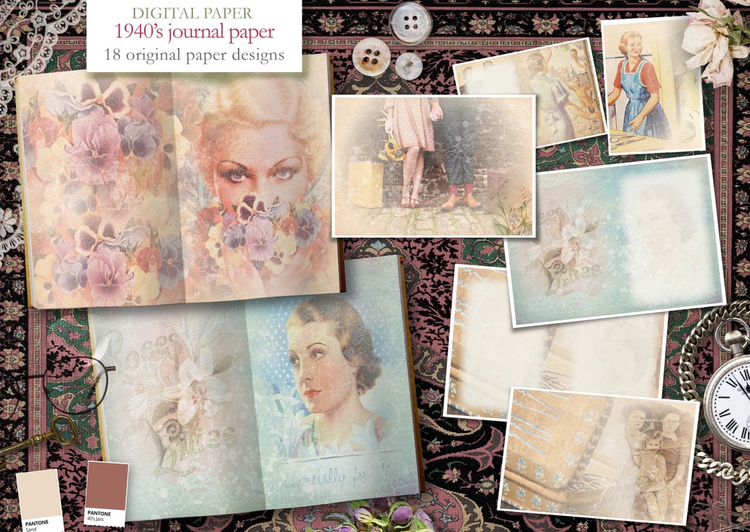 1940's - 18 Themed Digital Papers - Forties - Digital Paper ...