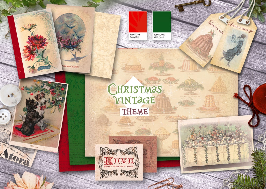 Vintage Christmas Theme - Scrapbooking Journal Paper - Vintage Themed ...