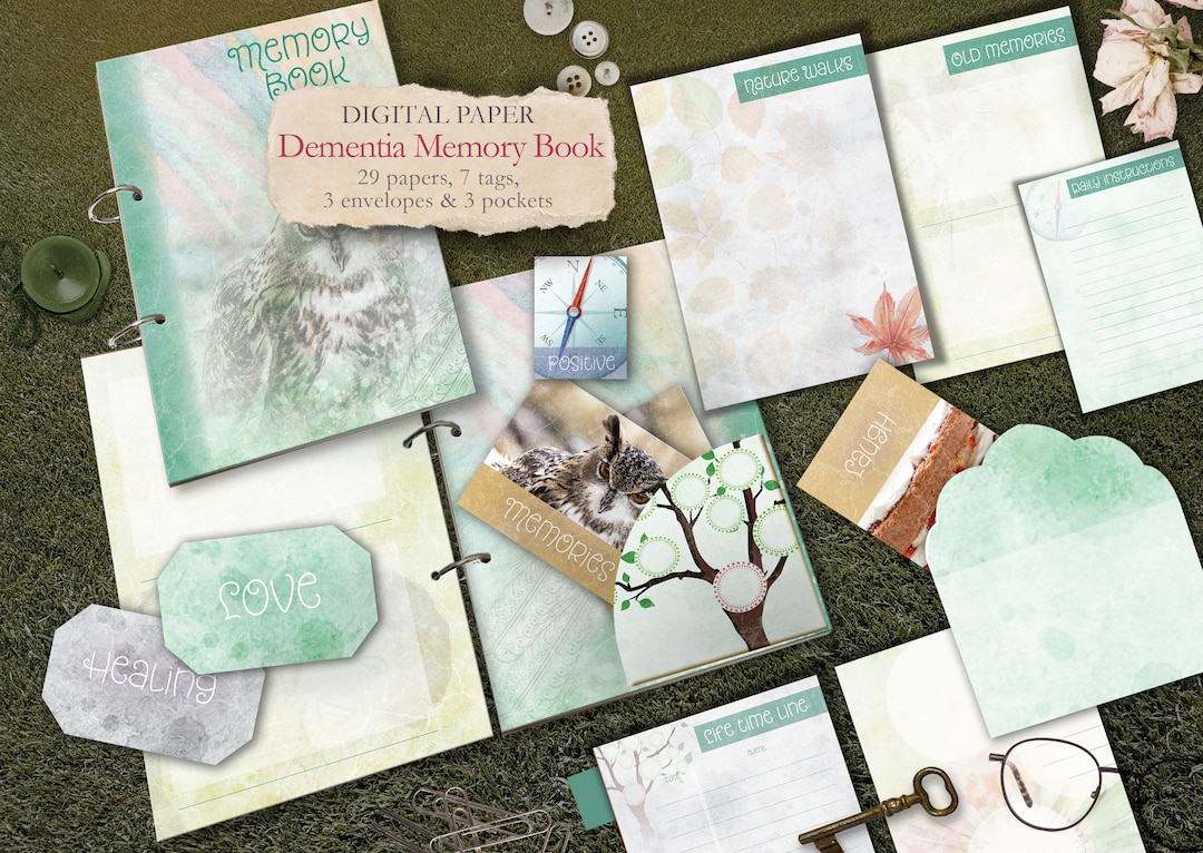 Dementia Memory Book - A4 29 Digital Papers, 7 Tags, 3 Envelopes & 3 ...