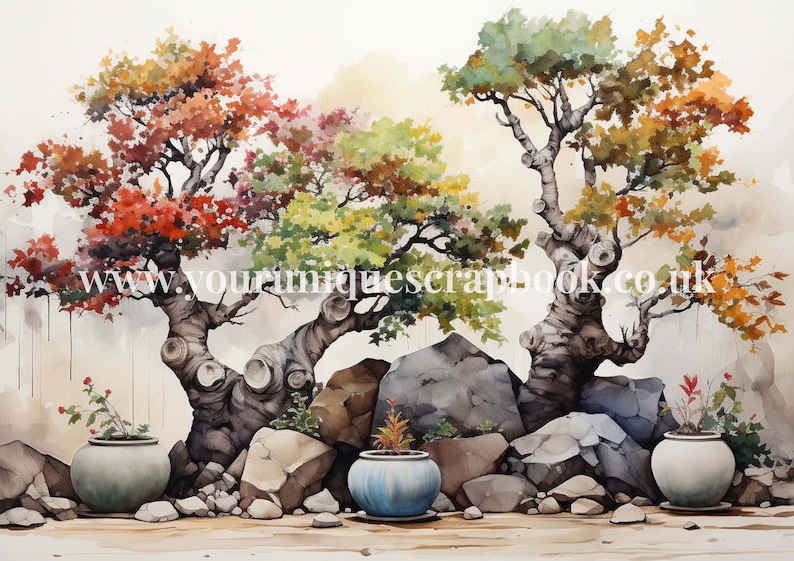 The Art of Bonsai 14 Themed Digital Paper Bonsai Tree - Etsy