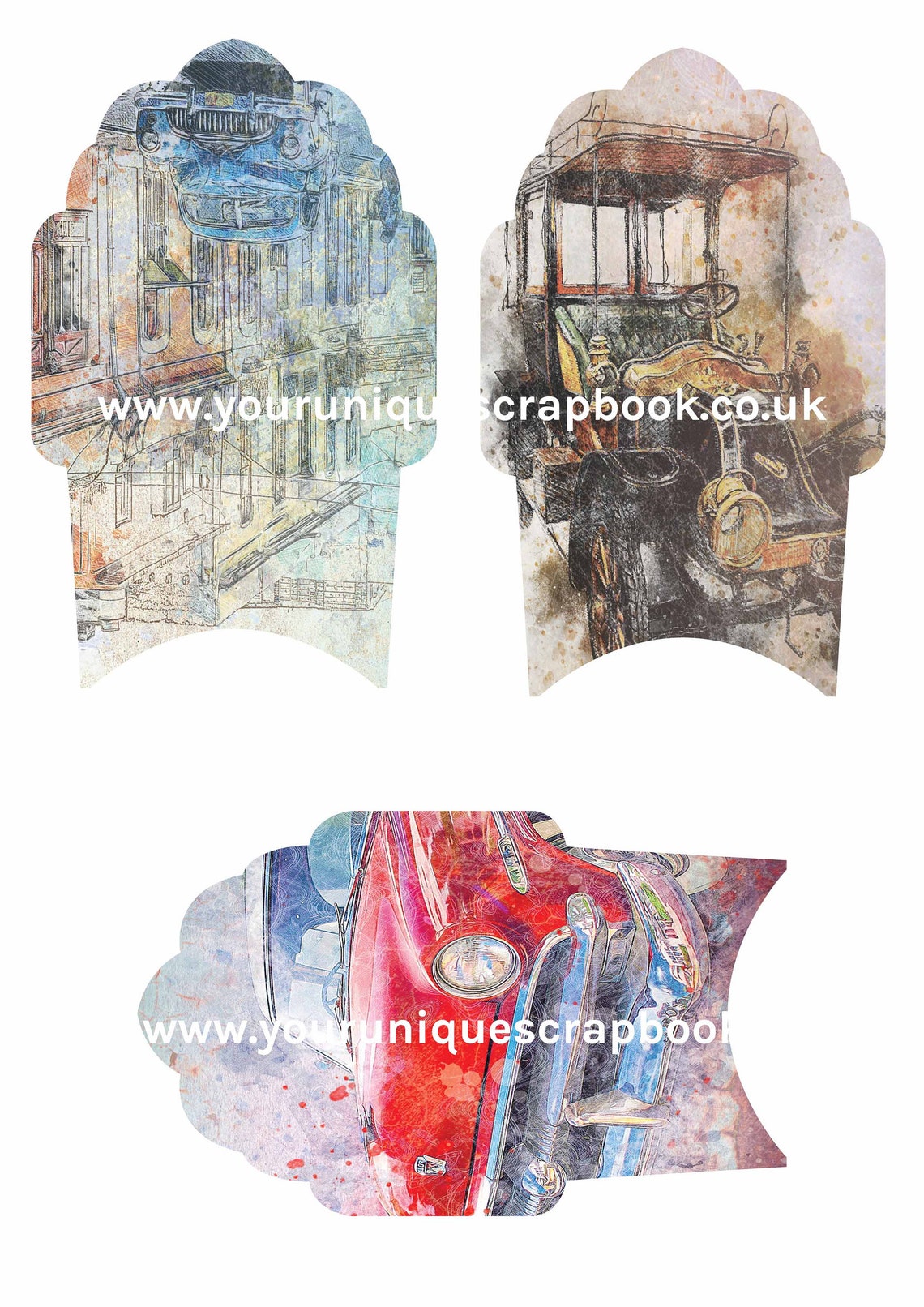 Vintage Car Themed Gift Tags and Envelopes - 48 Gift Tags and 6 ...